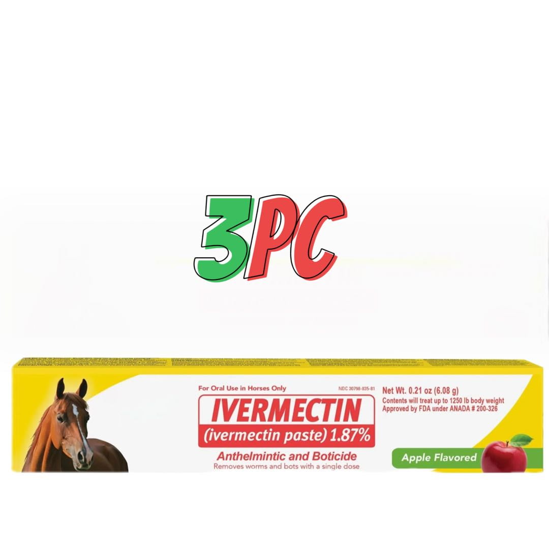 Iverme_ctin 3 Pack of Paste 6.08g Tubes Apple Flavor Safe & Effective ...
