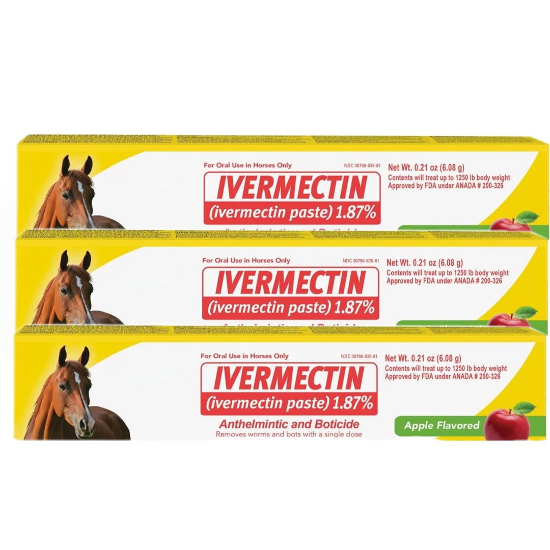 Iverme_ctin 3 Pack of Paste 6.08g Tubes Apple Flavor Safe & Effective ...