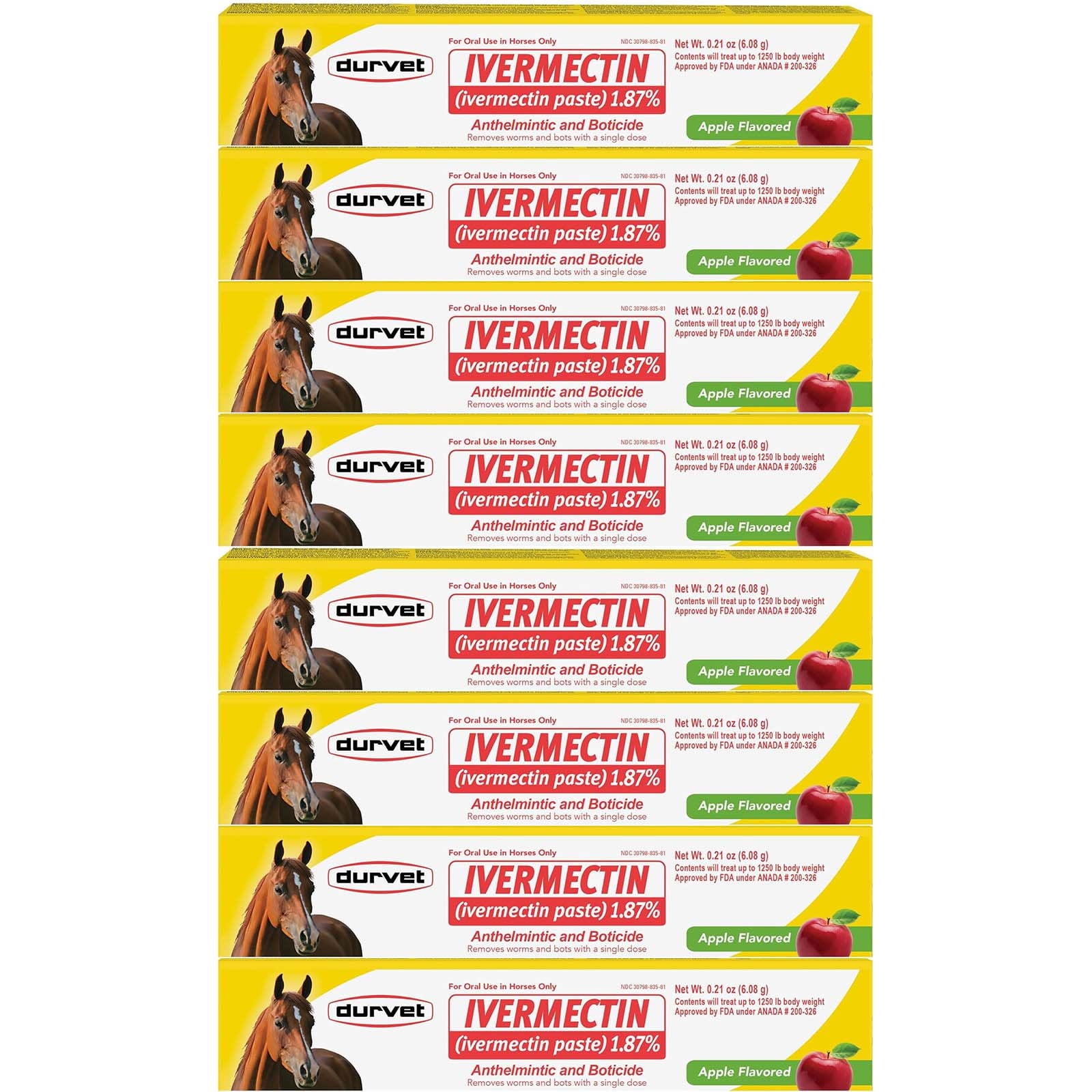 Iverme_ctin 8 Pack of Paste 6.08g Tubes Apple Flavor Safe & Effective ...