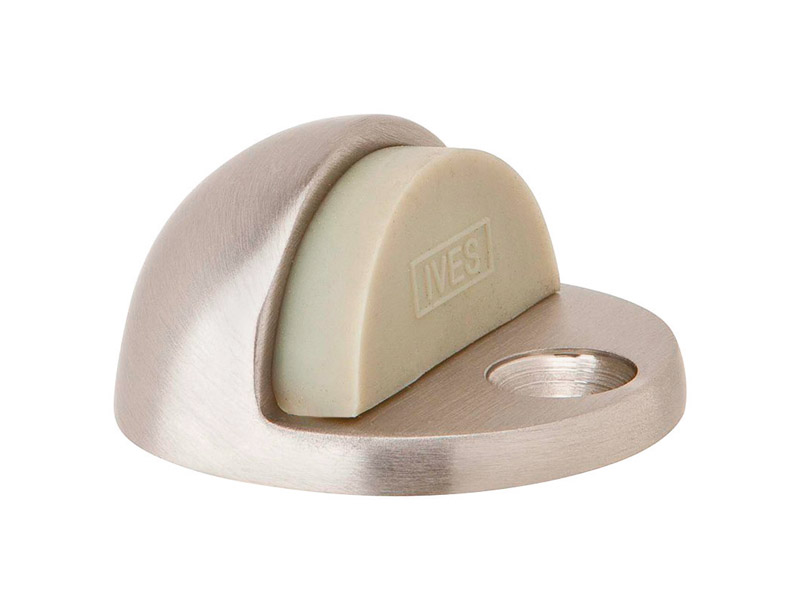 Ives 1-3/4 in. W X 2 in. L Brass Satin Nickel Door Stop Mounts to floor ...
