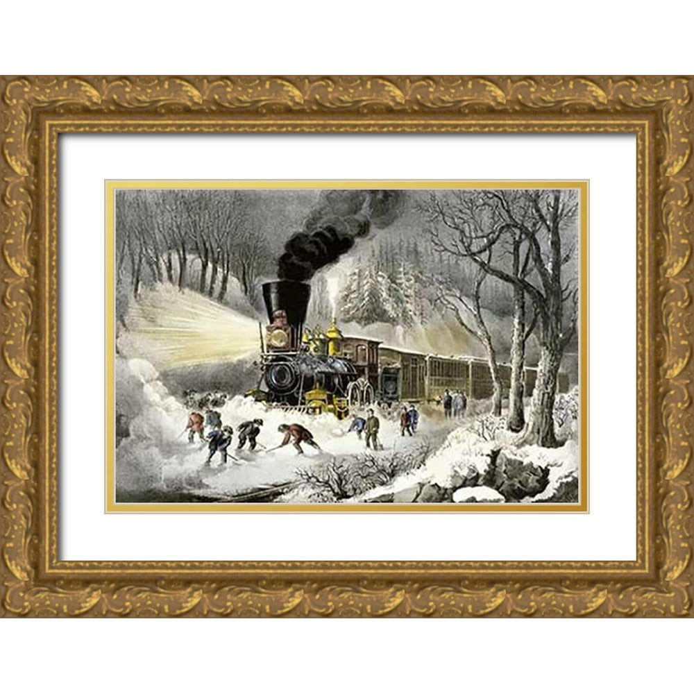 Ives, Currier and 24x18 Gold Ornate Wood Framed with Double Matting ...