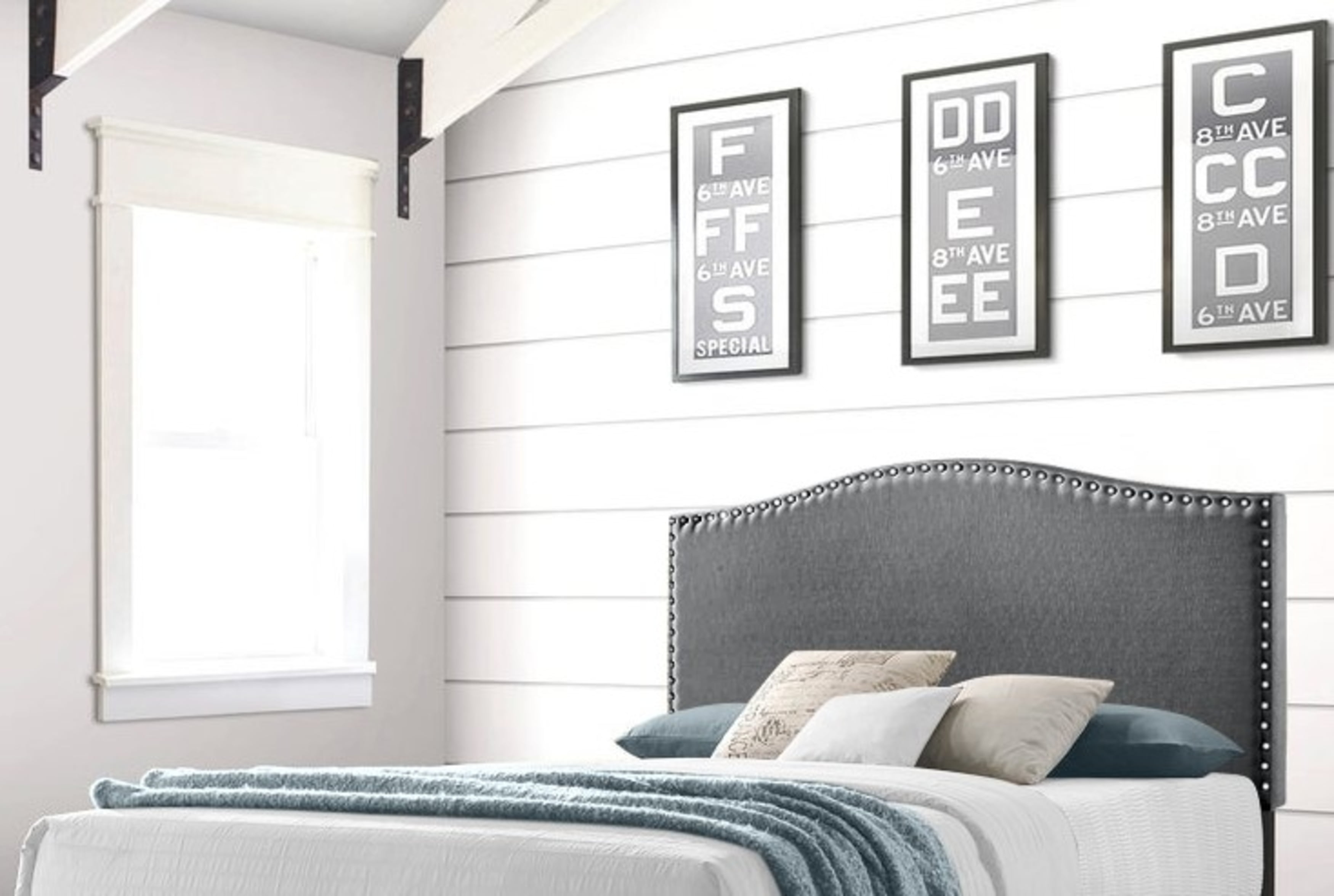 Ivey Upholstered Headboard, King, Gray - Walmart.com