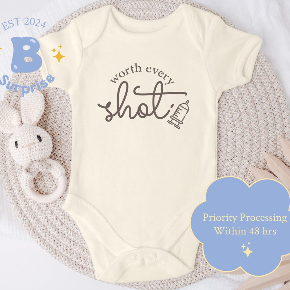 Ivf Onesie, Worth Every Shot, Baby Bodysuit, Cute Ivf Baby Outfit, Baby ...