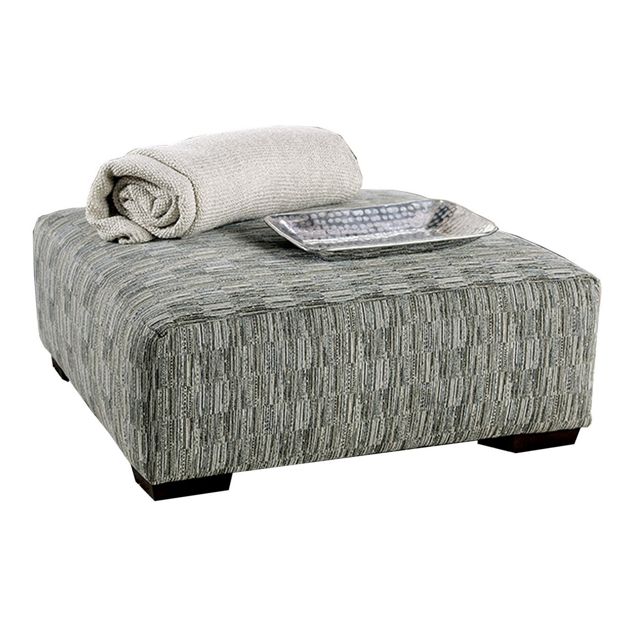 Ivi 38 Inch Square Ottoman, Multicolored Woven Design, Soft Chenille ...