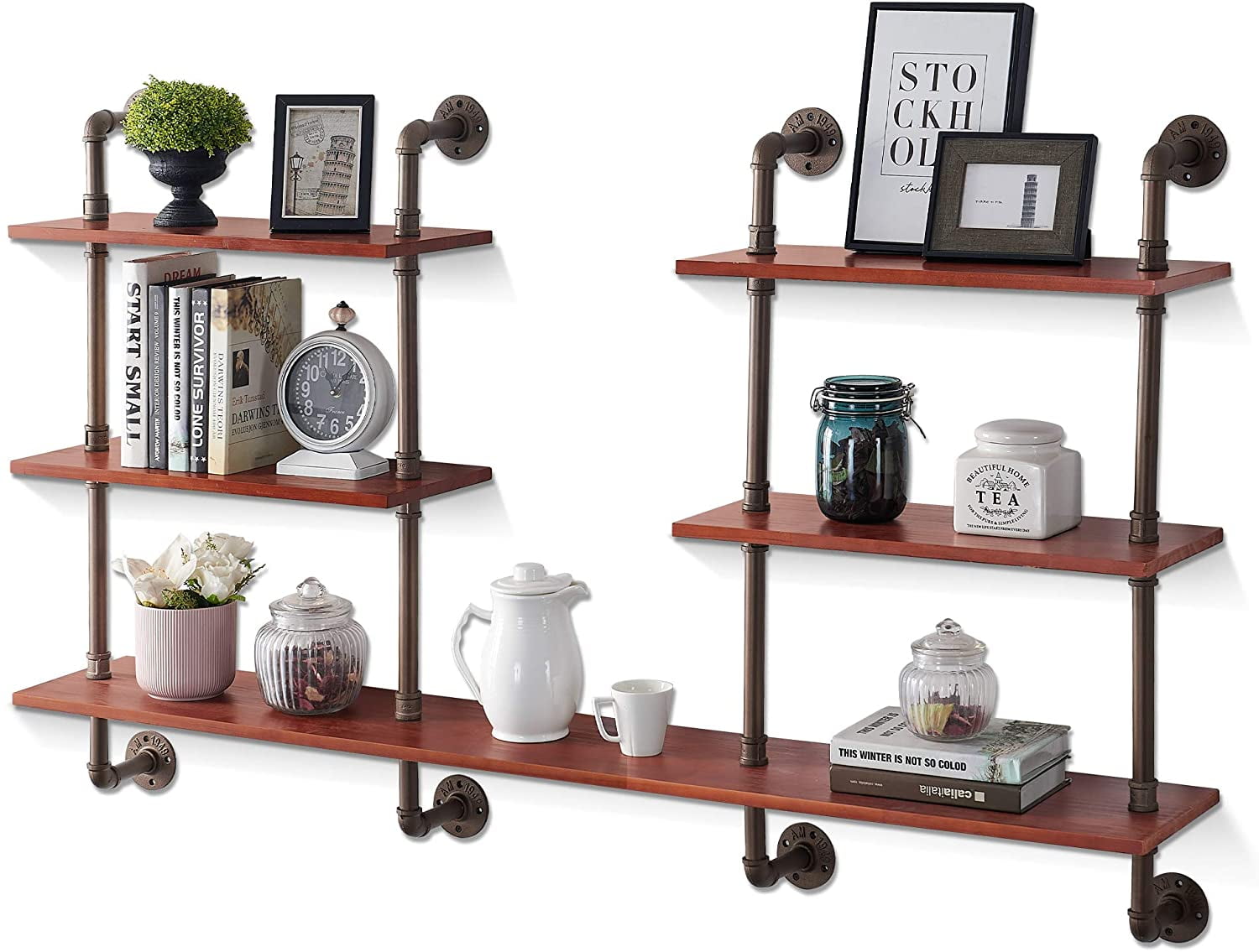 Ivinta 63 inch Floating Bookshelf with Wood Shelves, Hanging Wall ...