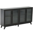 Ivinta Kitchen Buffet Server Table with Glass Doors, Accent Cupboard ...