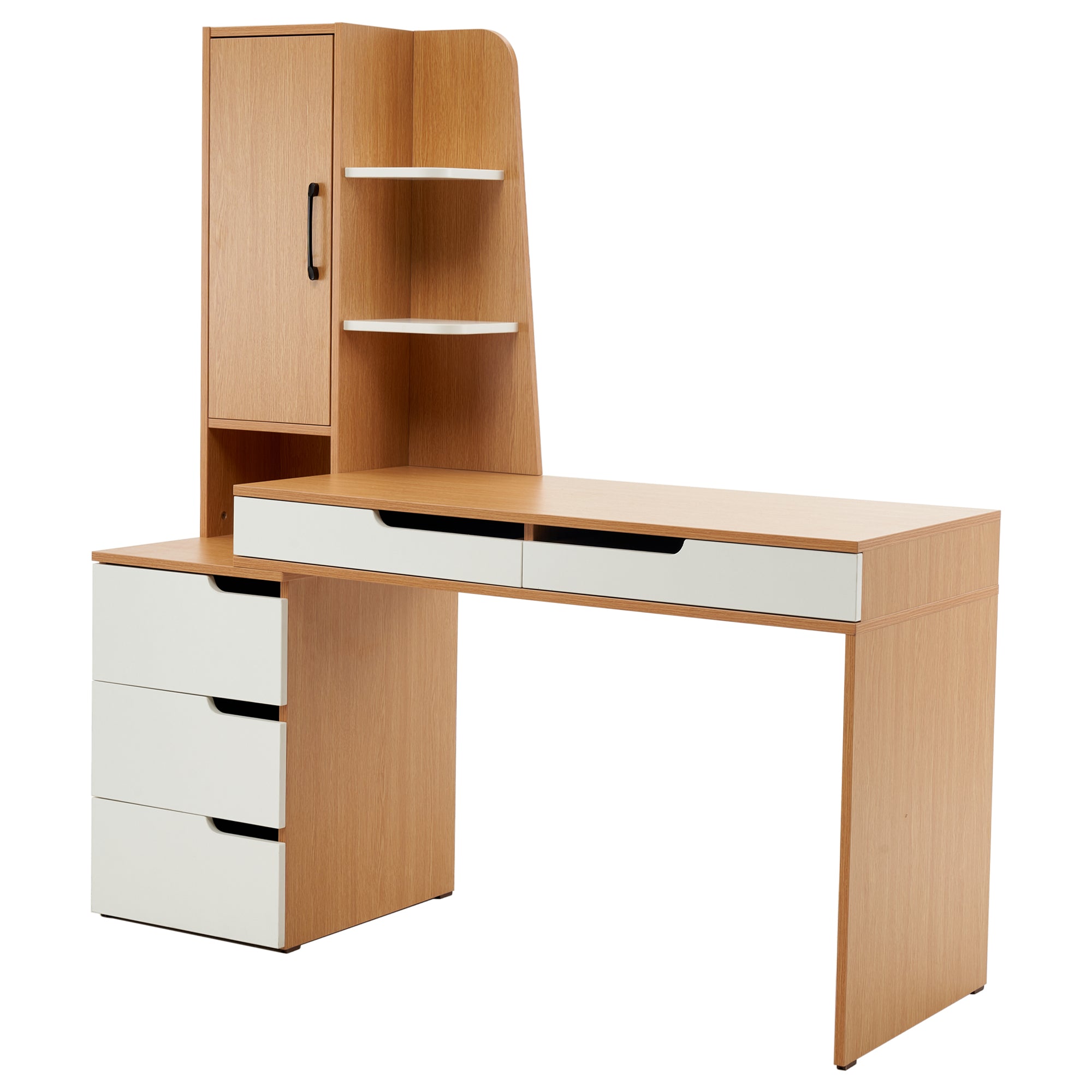 Ivinta Computer Desk with Drawers Shelves, Study Writing Table with ...