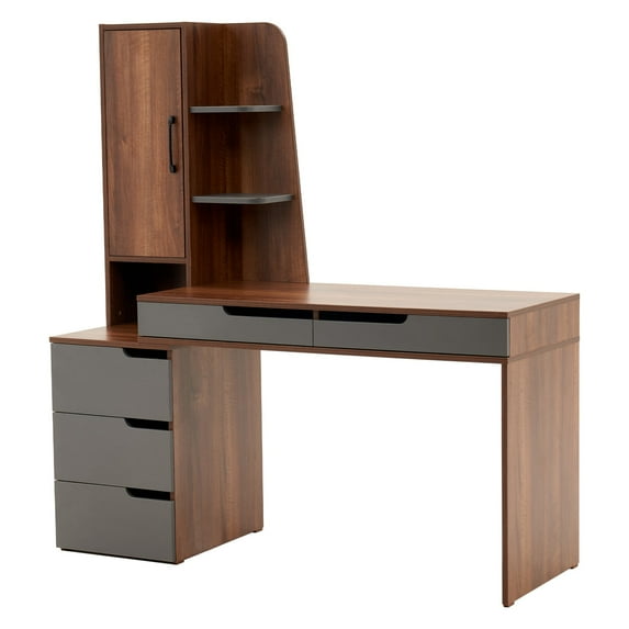 Ivinta Modern Study Writing Table with Drawers, Shelves & Storage ...