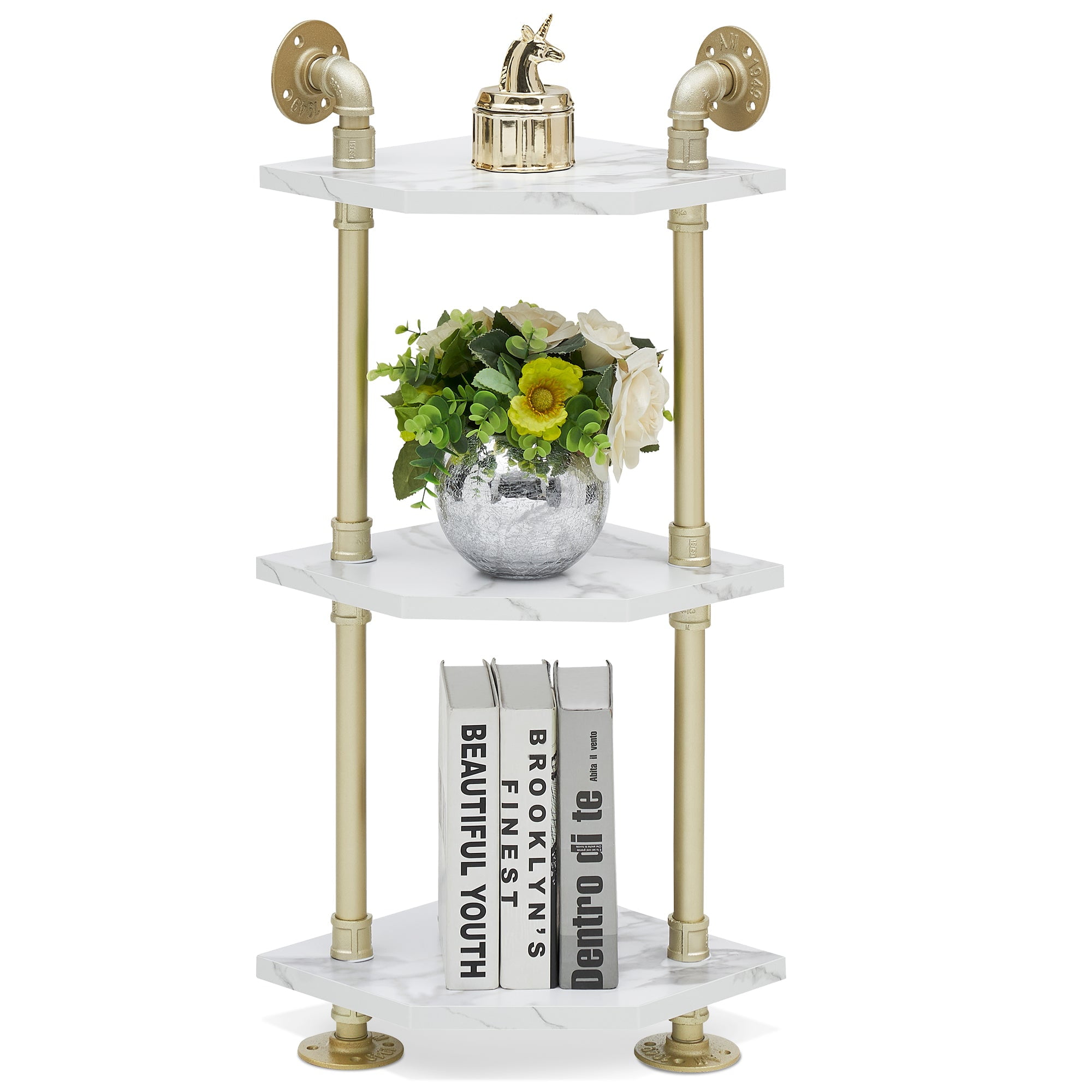 Ivinta Corner Bookshelf Display Shelf with Storage, Wall Mount Corner ...