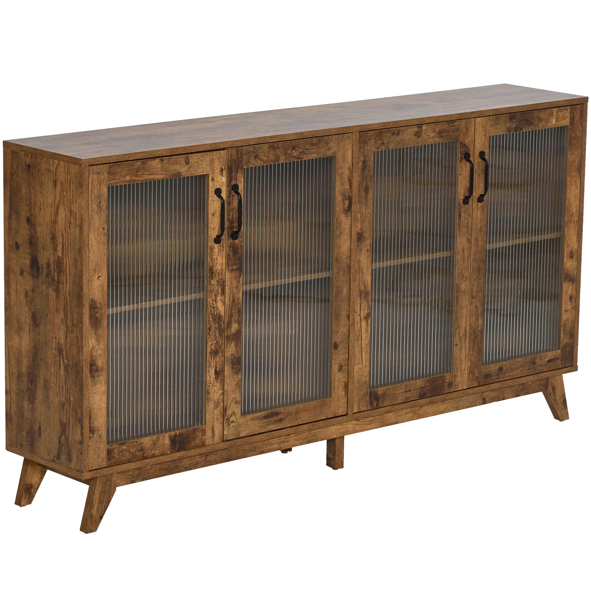 Ivinta Kitchen Buffet Server Table with Glass Doors, Sideboard Cupboard ...