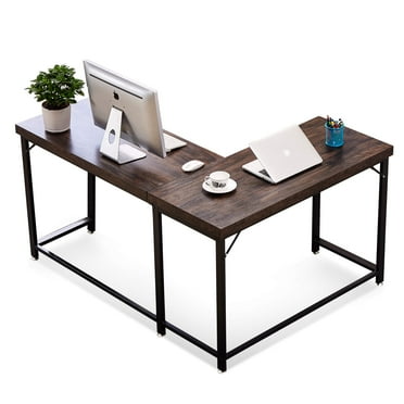 Eureka Ergonomic 60 inch L-Shaped Computer Desk, Maple Wood Corner Desk ...