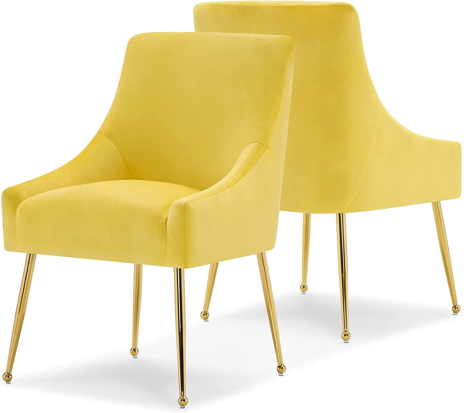 Ivinta Modern Yellow Dining Chairs Set of 2, Velvet Accent Chairs with ...