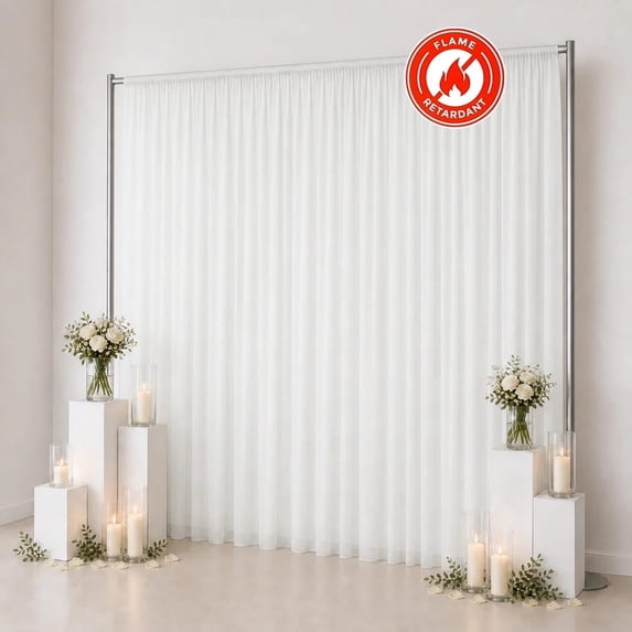 Ivory 10x12 Feet Chiffon Sheer Curtain Panel Backdrop Drape for Event ...