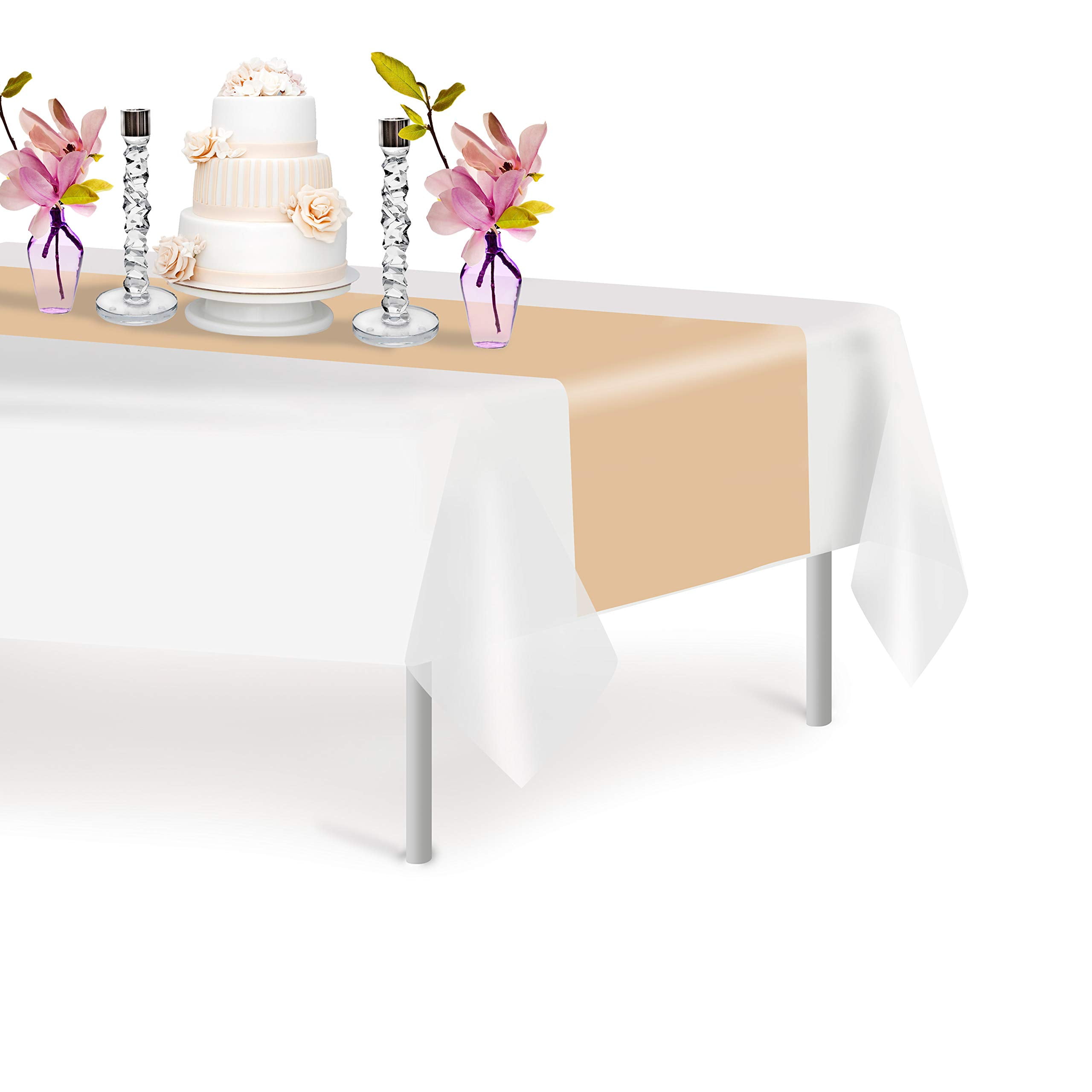 Ivory 12 Pack Premium Disposable Plastic Table Runner 14 x 108 Inch ...