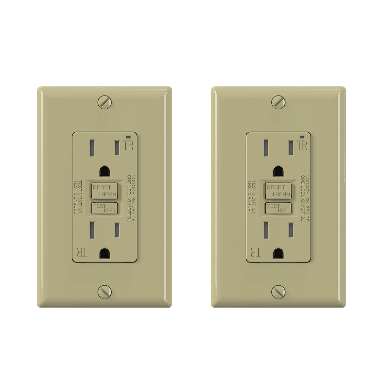 GFCI Outlet 15 Amp, Self-Test GFCI Electrical Outlet with Thinner ...