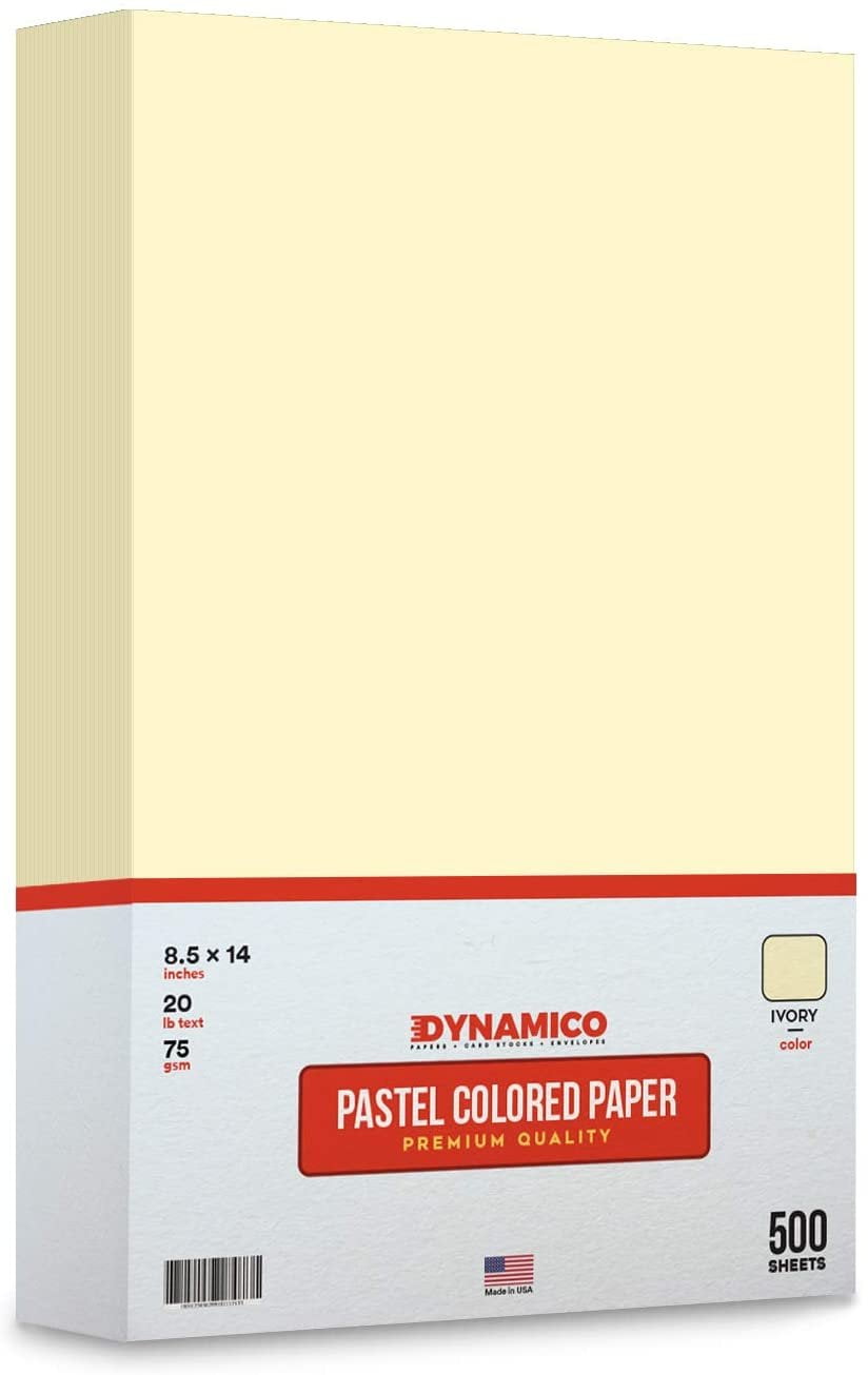 "Dynamico Ivory 8.5 x 14"" Legal Size Pastel Colored Office Paper ...