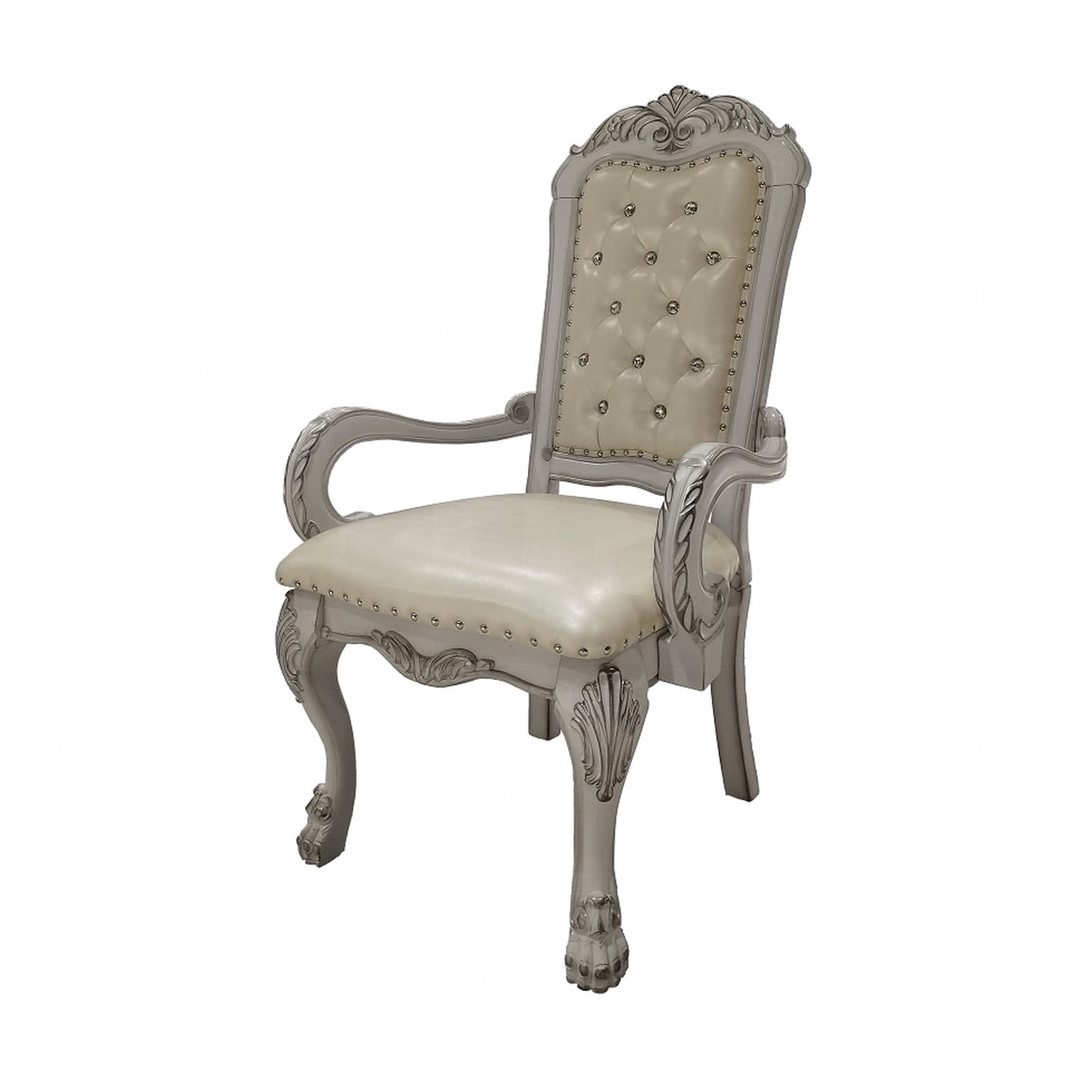 Ivory Arm Chairs with Bone - White Finish and Carved Legs / Dining Room ...