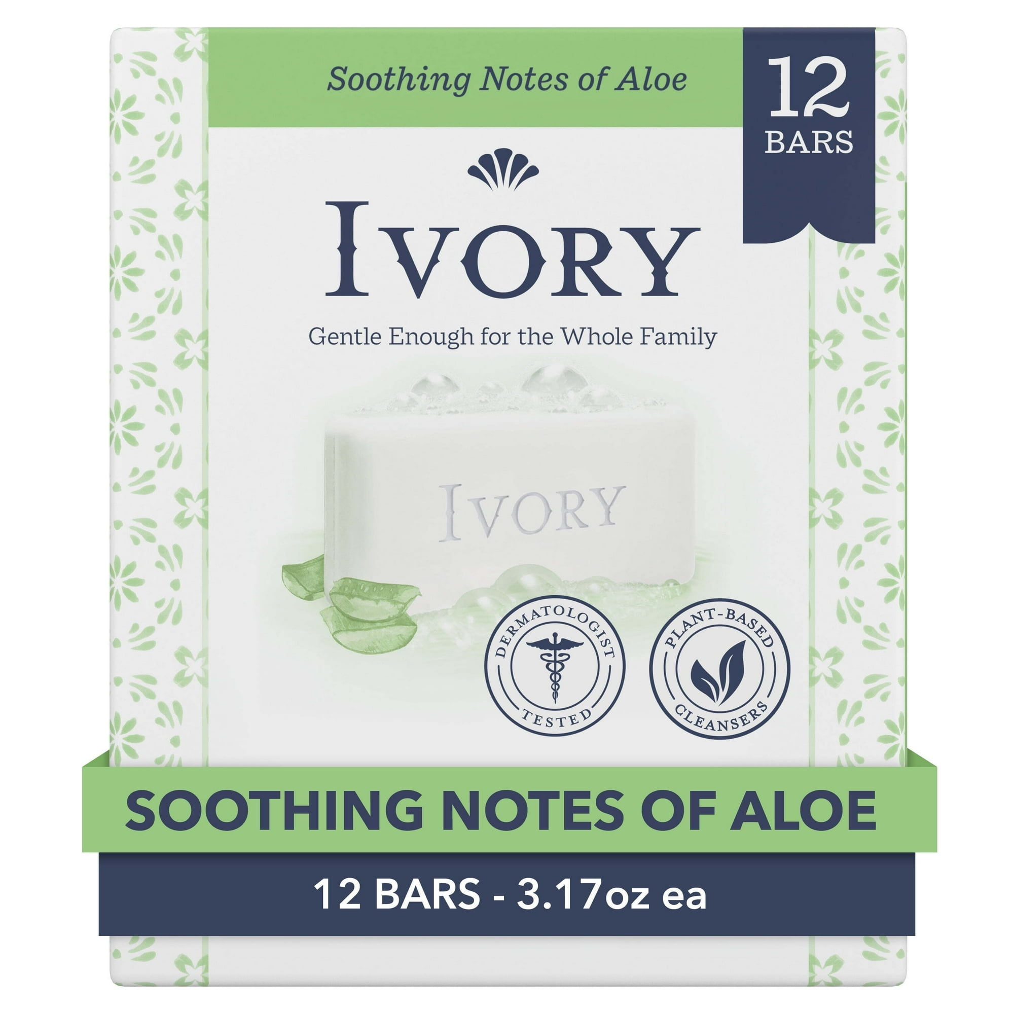 Ivory Bar Soap Notes of Aloe, for All Skin Types, 3.17 oz., 12 Count ...