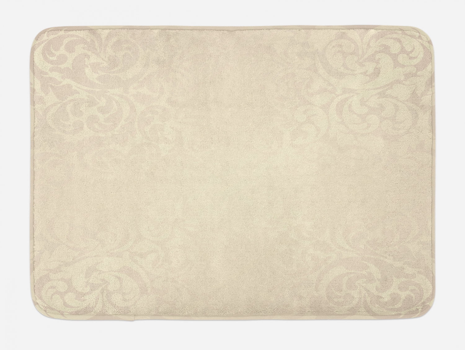Ivory Bath Mat, Classic Victorian Style Monochrome Damask Background ...
