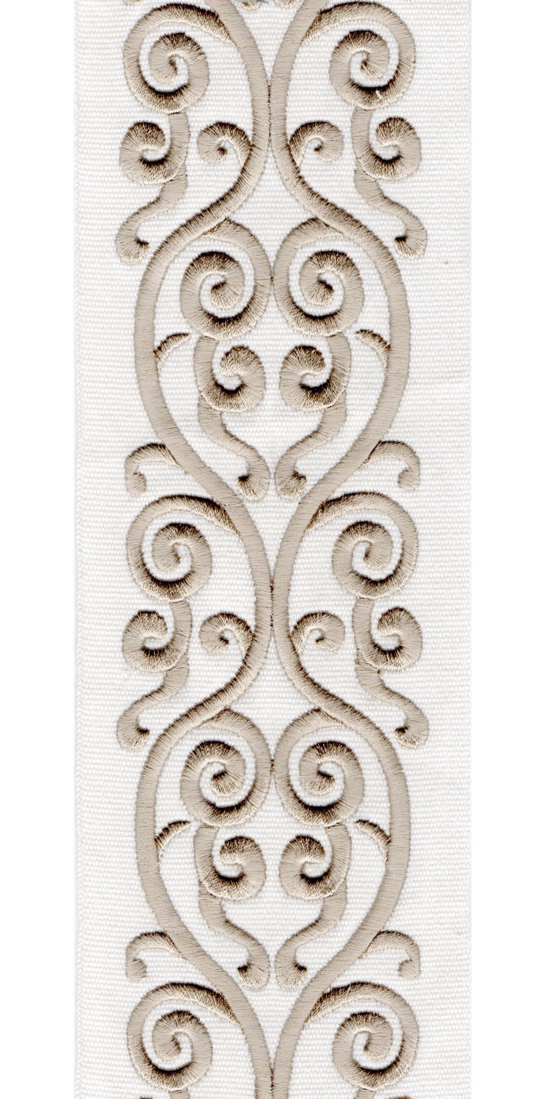Ivory Beige 4 Inch Wide Cotton Canvas Scroll Trim Tape, Embroidered ...