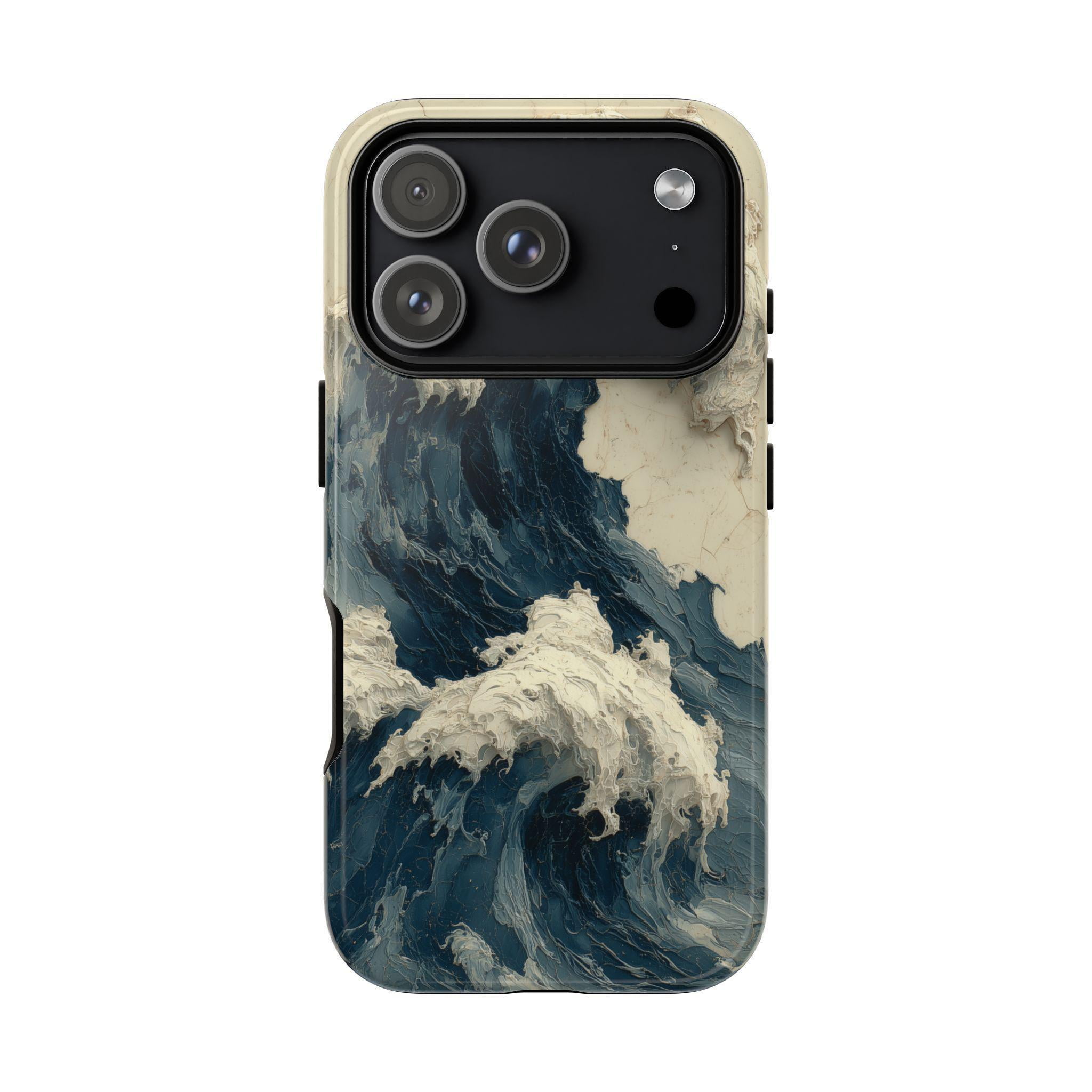 Ivory Blue Gray Ocean Waves Soft Coastal Scene Phone Case 17 16 15 14 ...