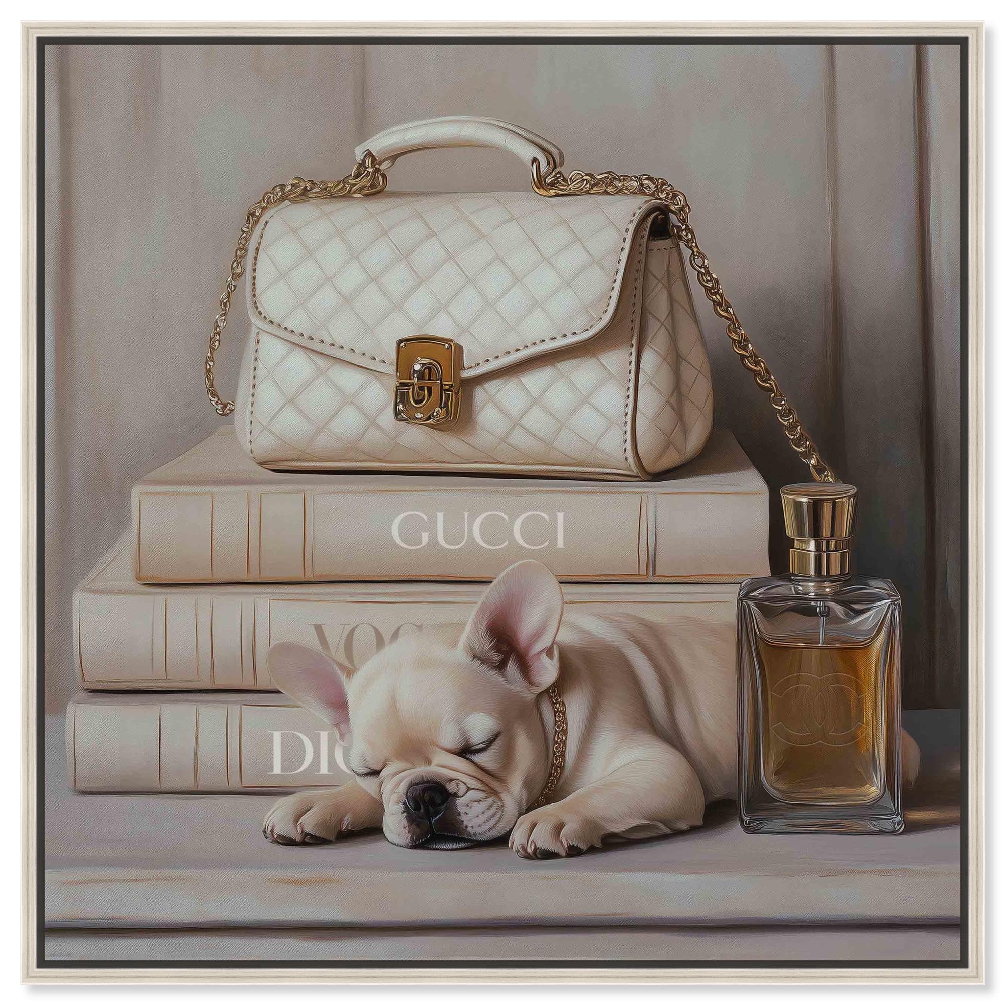 Ivory Books and Frenchie Canvas Fashion Art Prints by Art Remedy ...