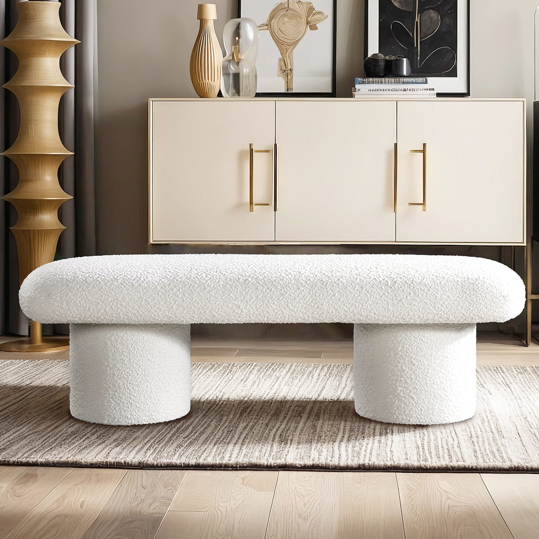 Ivory Boucle Bench | Upgrade Your Living Area | Boucle Fabric in ...