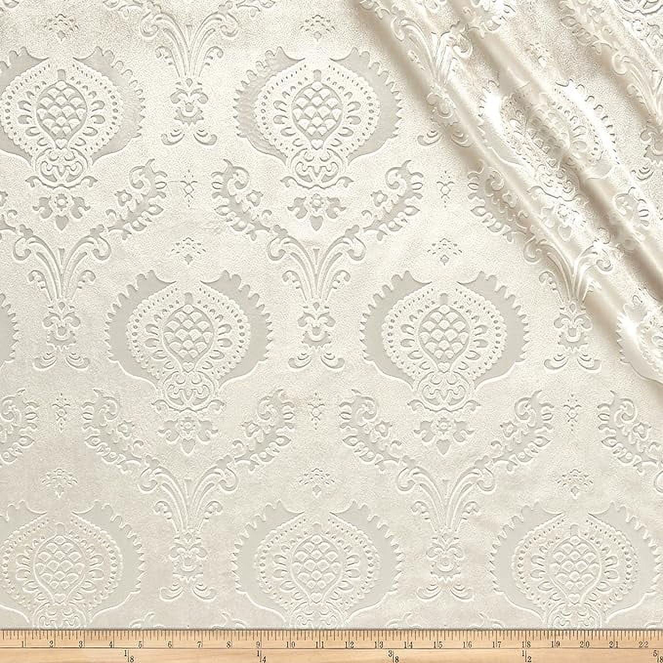 Ivory Brocade Velvet Damask Fabric Cut by the Yard, Ideal Embossed ...