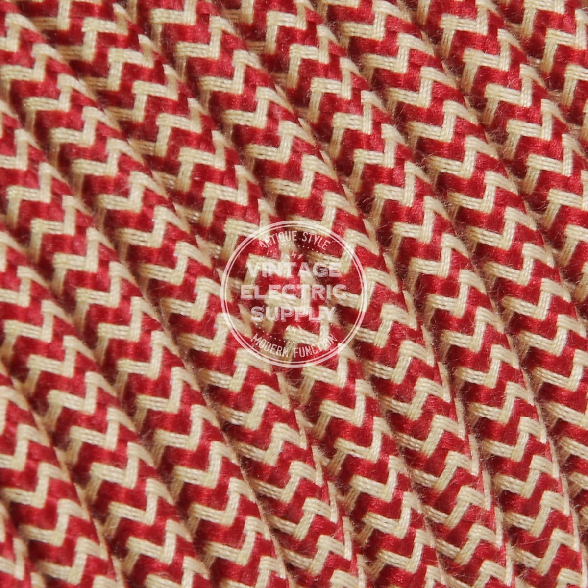 Ivory & Cherry Zigzag Cotton Electric Cable - Walmart.com