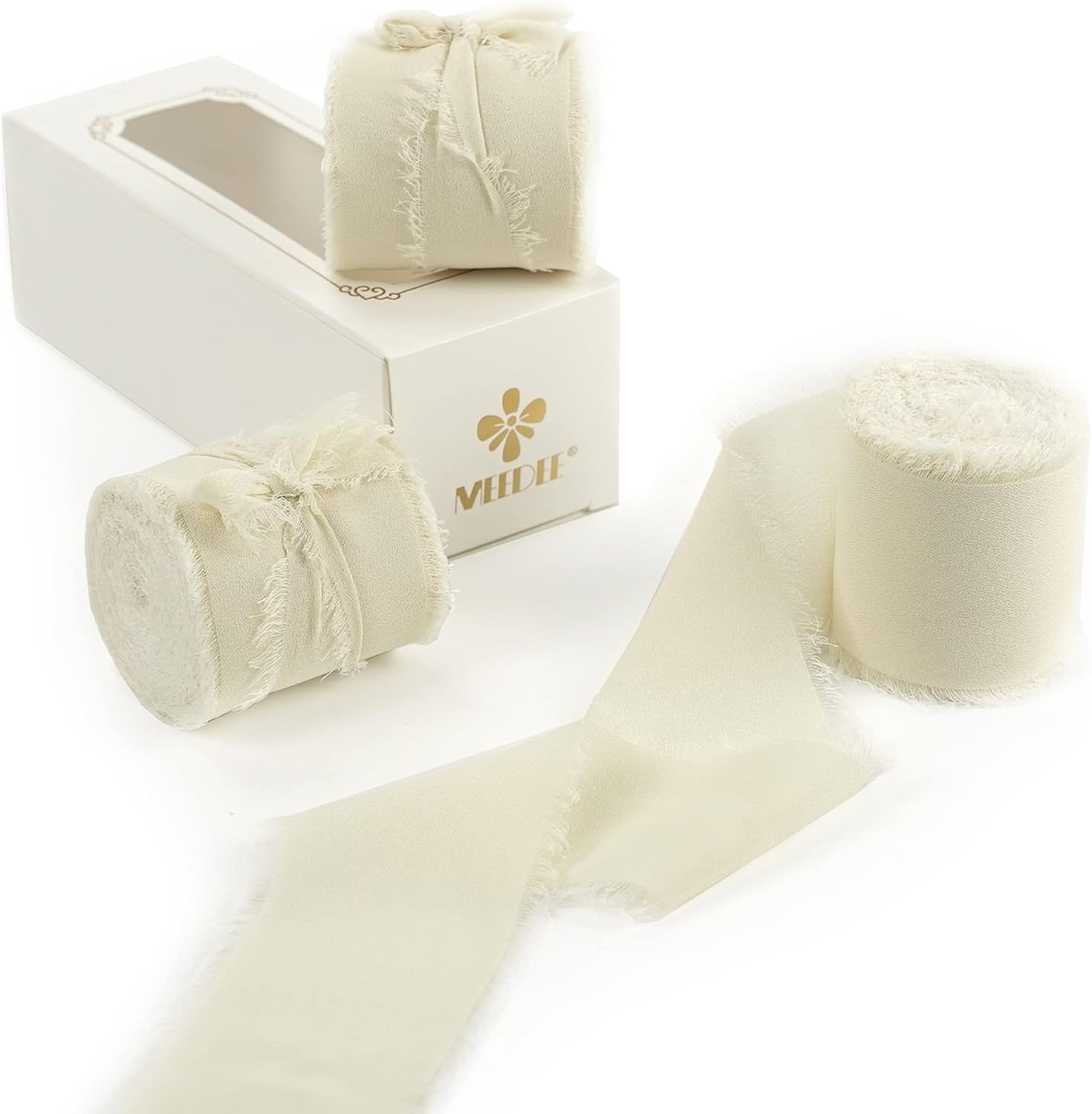 Ivory Chiffon Ribbon 2 Inch Frayed Ribbon Fringe Chiffon Ribbon Cream ...