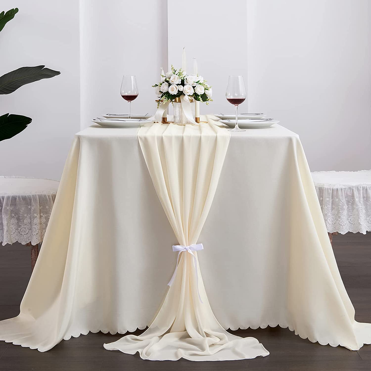 Ivory Chiffon Table Runner 10Ft Wedding Table Runner 29x120 Inches ...