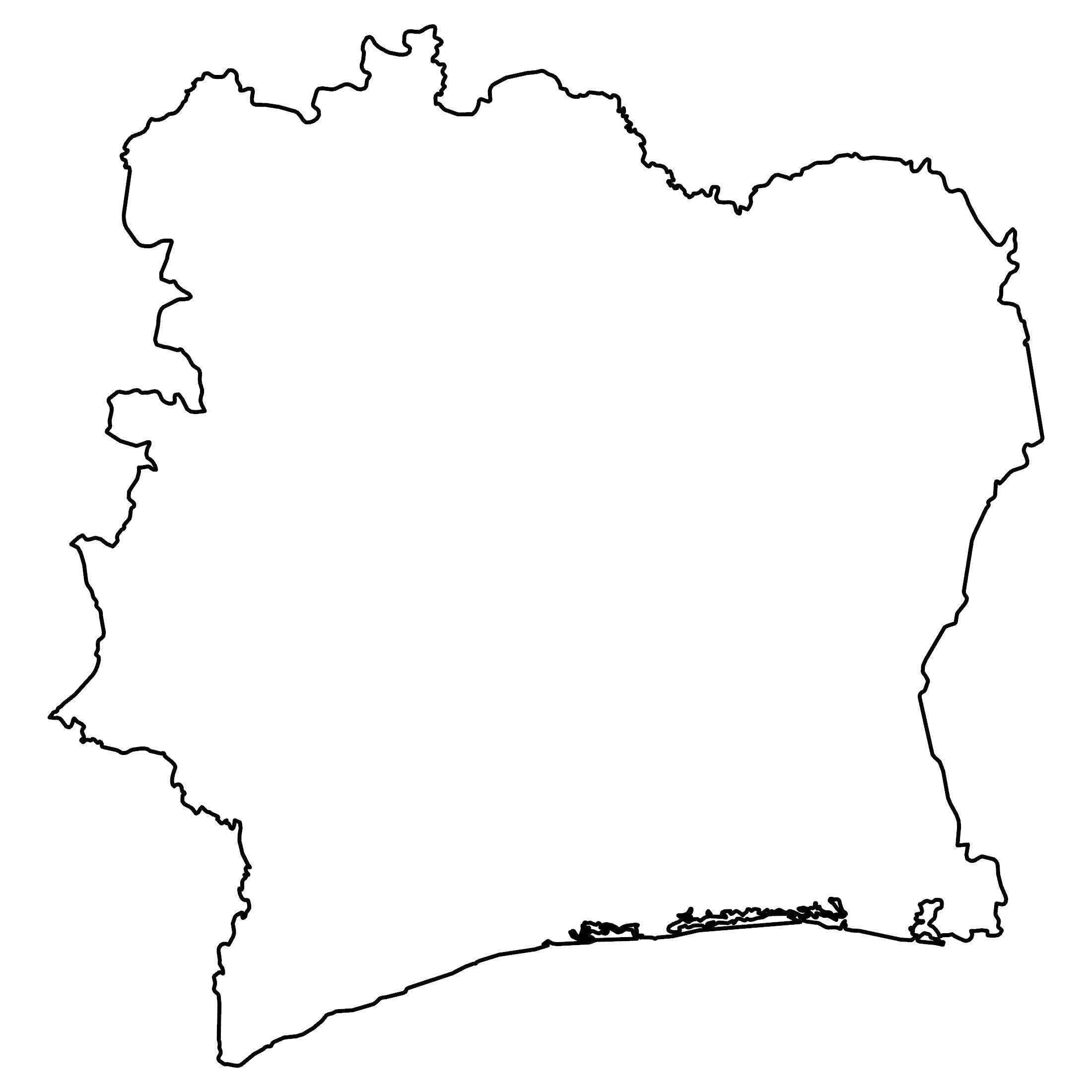 Ivory Coast Blank Outline Map GLOSSY POSTER PICTURE PHOTO PRINT BANNER ...