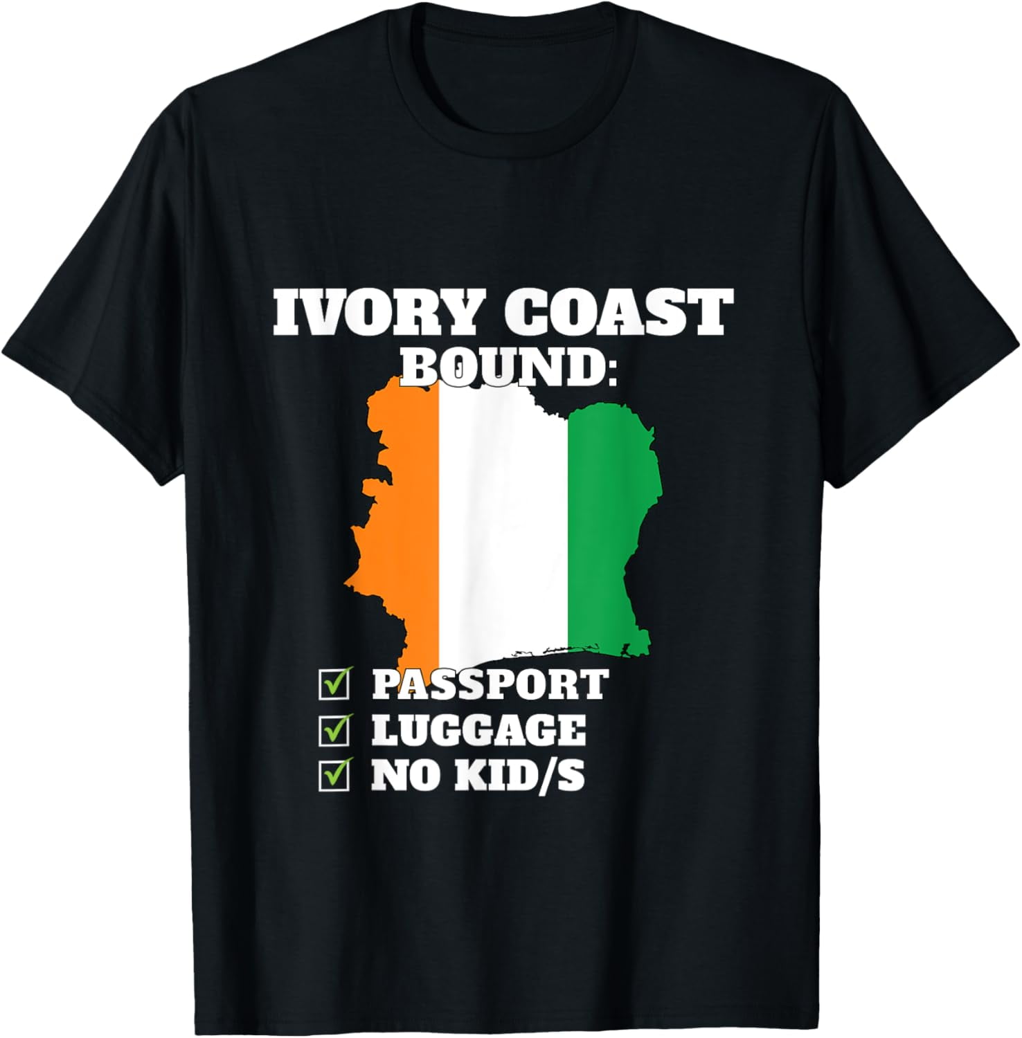 Ivory Coast Bound Country Travel Ivorian Flag Vacation T-Shirt ...