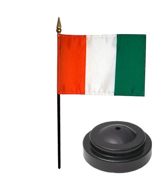 Ivory Coast Desk Flag with Base; American Made Rayon 4x6 inch Miniature ...
