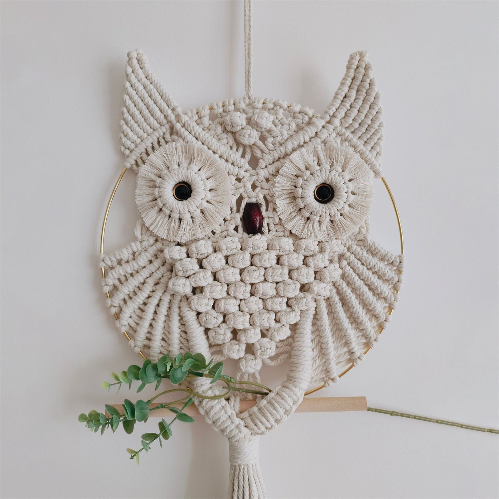 Ivory Cotton Macrame Owl Wall Hanging Tapestry Boho Decor B, By Meiiso ...