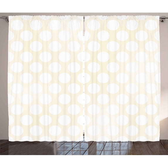 Ambesonne Ivory Curtains 2 Panel Set, Large Polka Dots Circles, 108" x ...