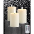 Ivory - D3"H6", Large Flameless Pillar Candles, Set of 3 for Home and ...