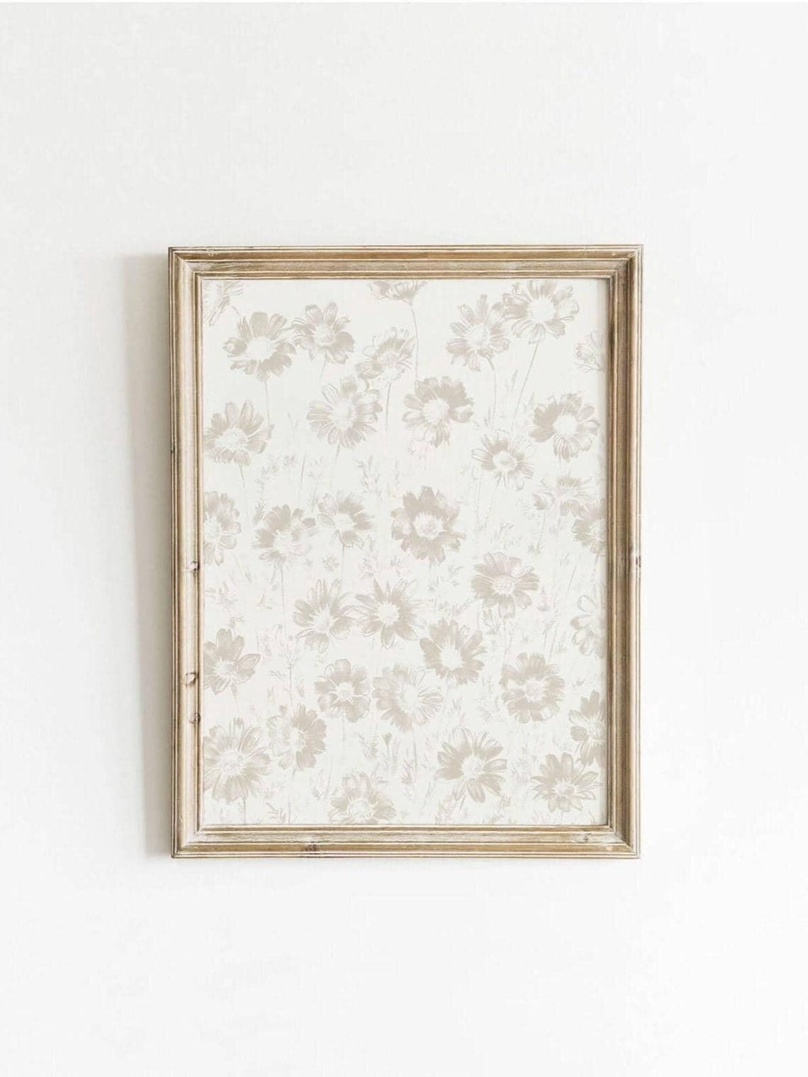 Ivory Daisies, White Wall Art, Flower Pattern Print, Girly Botanical ...