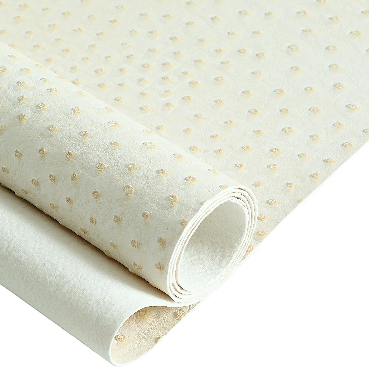 Ivory Faux Leather Ostrich Fabric 54" Width 1.0mm Thickness Marine ...