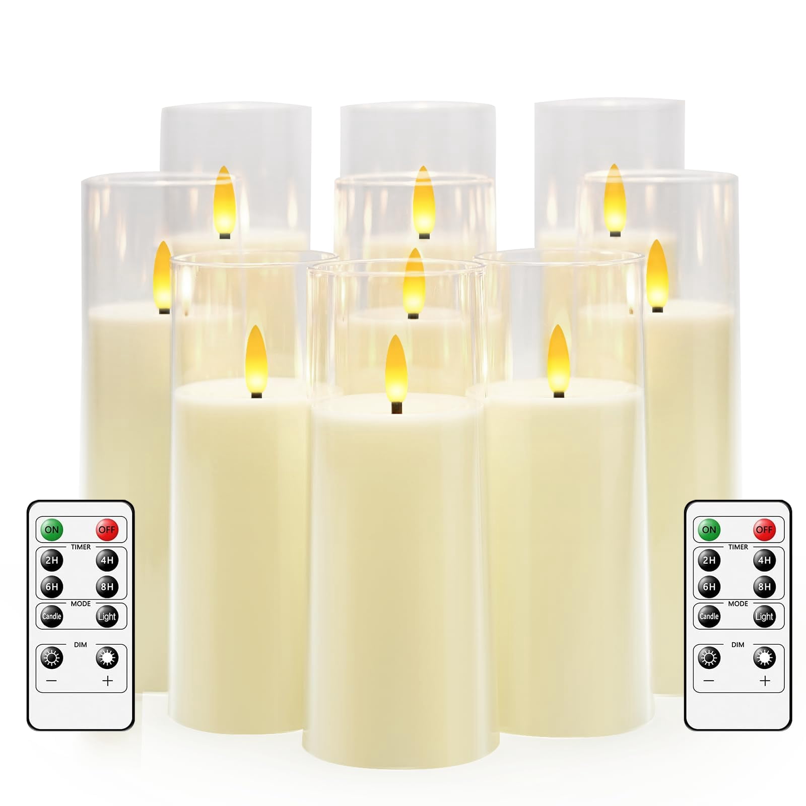 Ivory Flameless Candles 3-Pack Mixed Heights Realistic 3D Wick Home ...