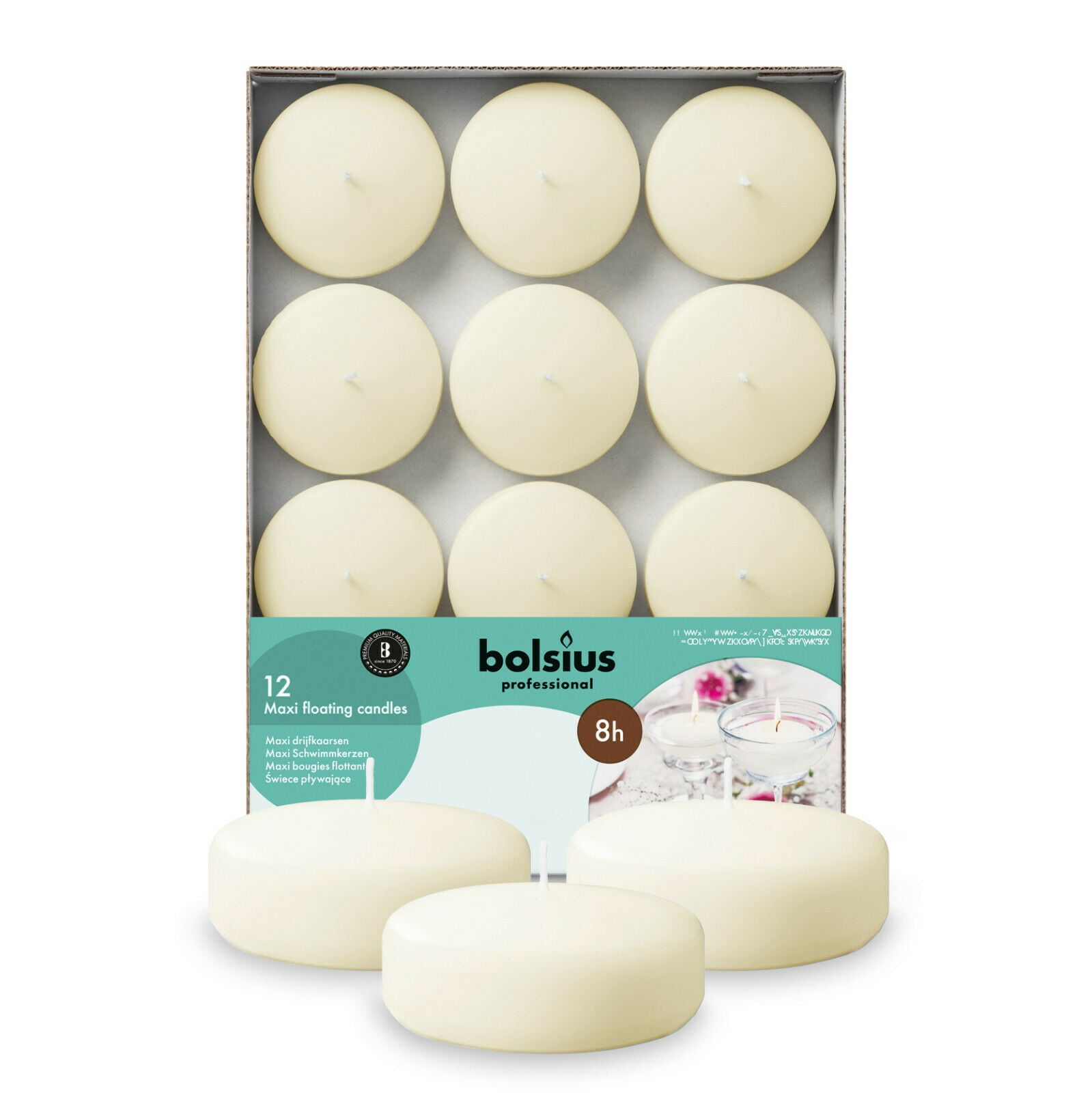 Ivory Floating Candles 3 Inch Unscented 12 Pack for Wedding, Dinner ...