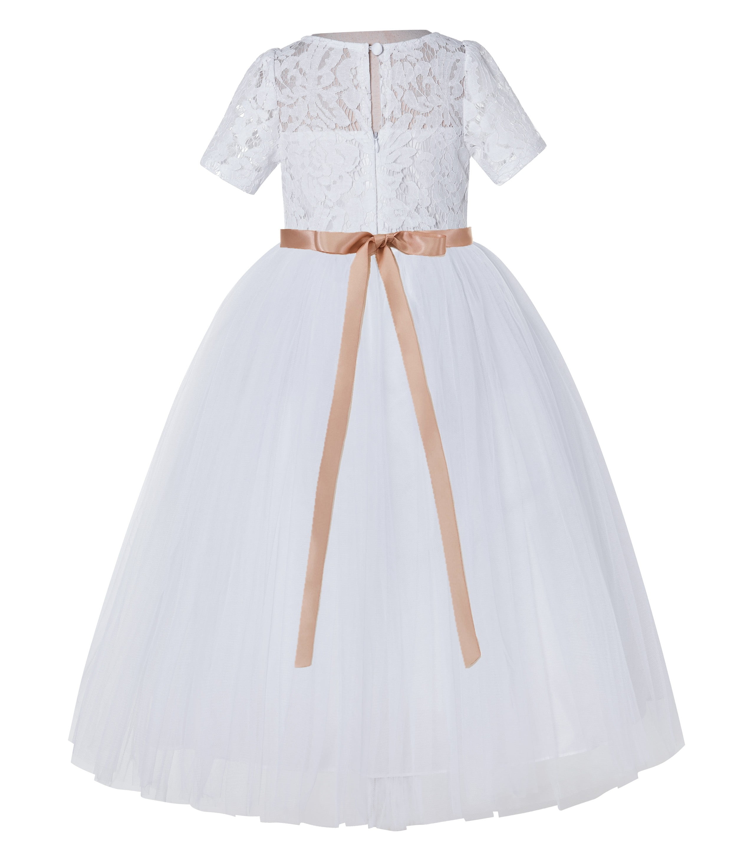 Ivory Floral Lace Formal Flower Girl Dress Elegant Princess Gown LG2R2 ...