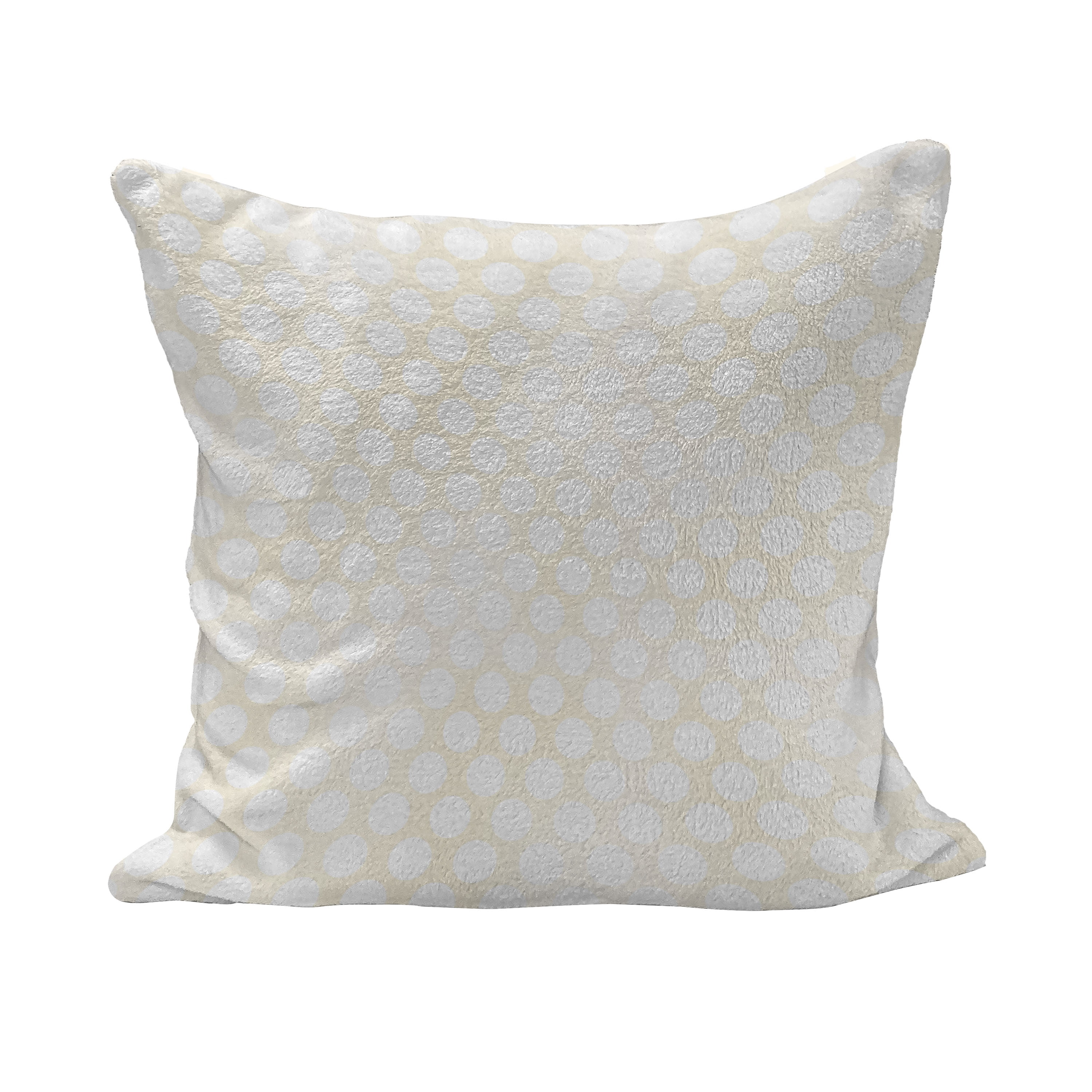 Ivory Fluffy Throw Pillow Cushion Cover, Retro Large Polka Dots Pattern ...