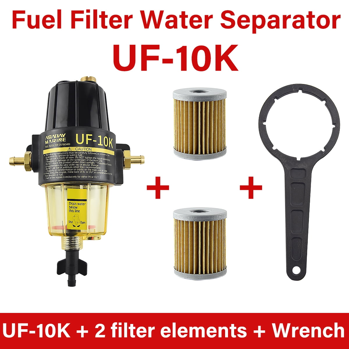 Ivory-Fuel Filter and Water Separator Set, With 2 Extra Filters, For ...