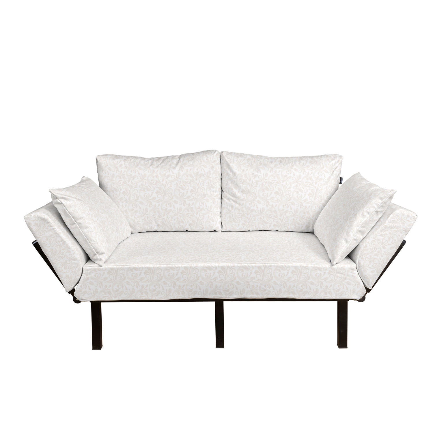 Ivory Futon Couch, Medieval Victorian Petals Baroque Soft Toned Blooms ...