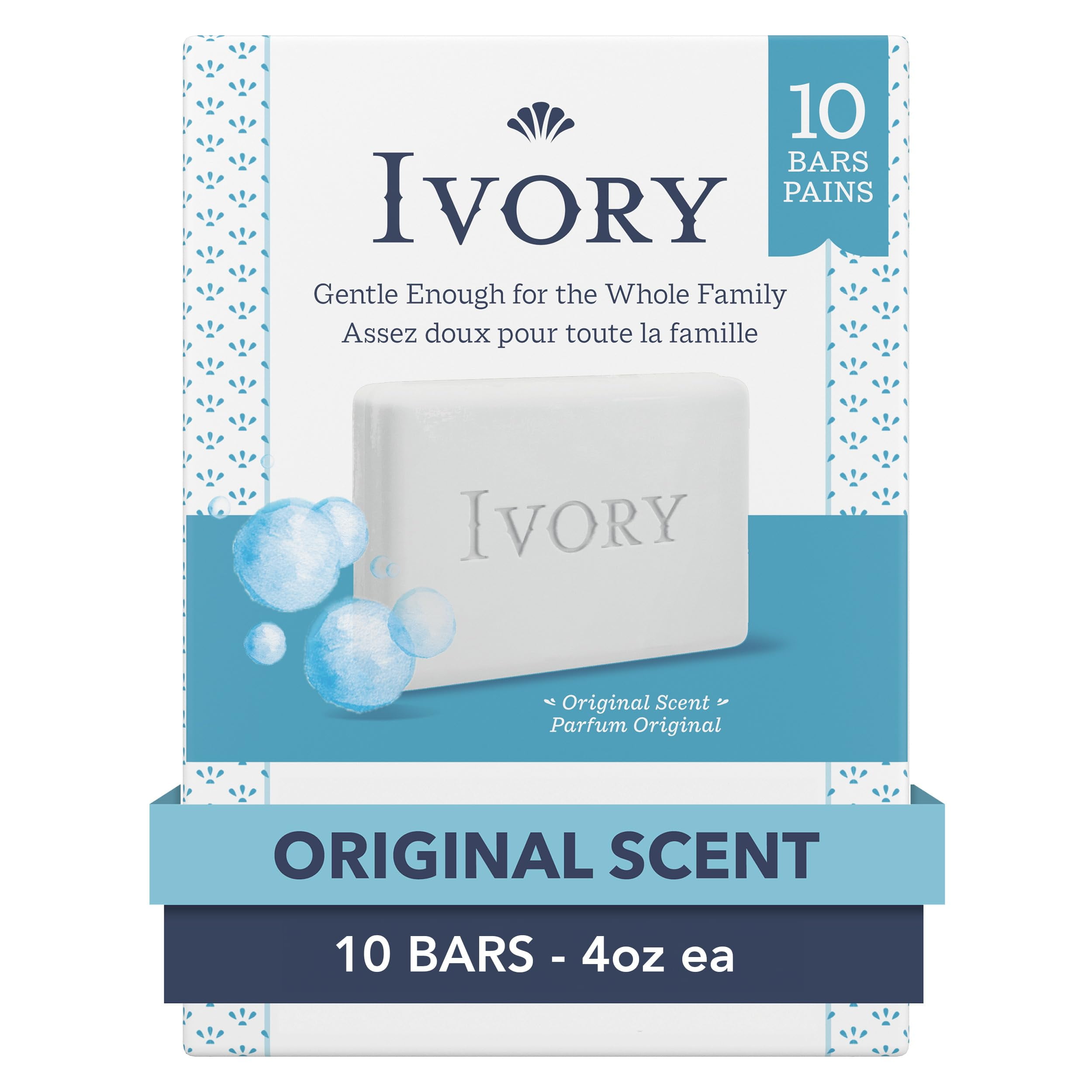 Ivory Gentle Bath Bar DMF15 Soap, Family Pack, for Whole Family, 99.44% ...