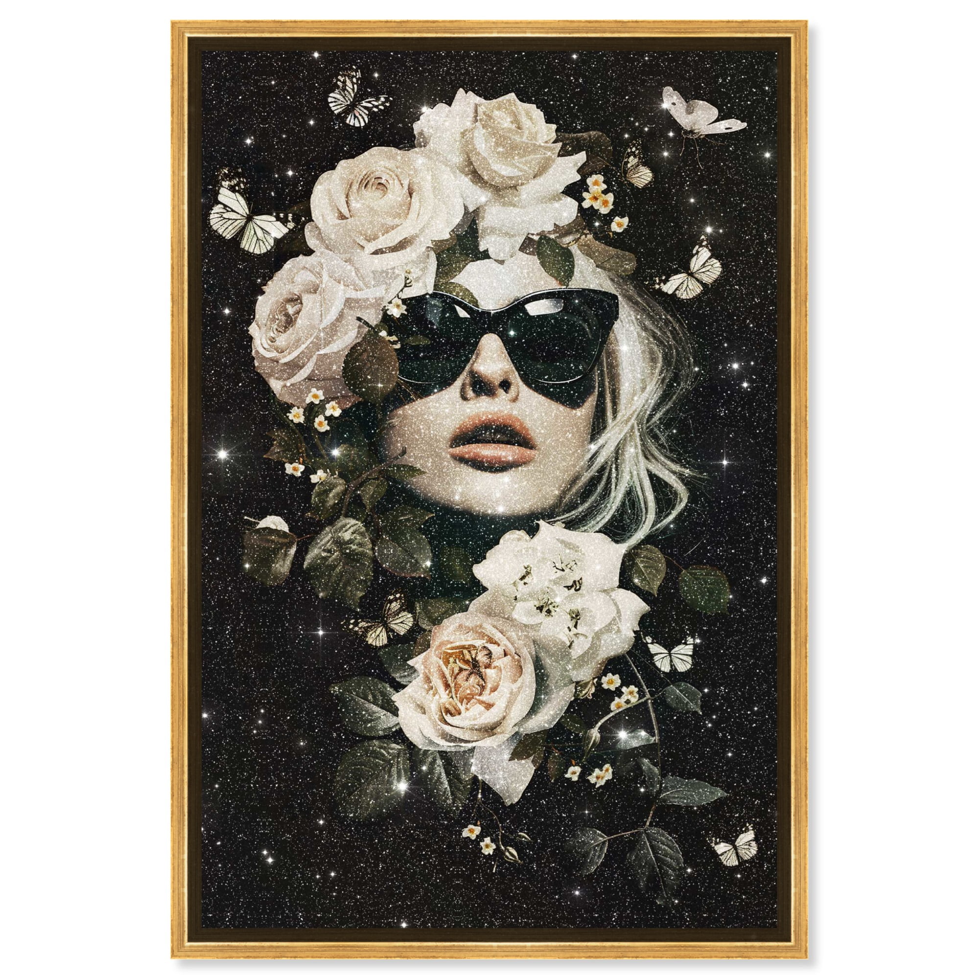 Ivory Glam In Floral And Sparkle Canvas Glam Women Art by Art Remedy ...