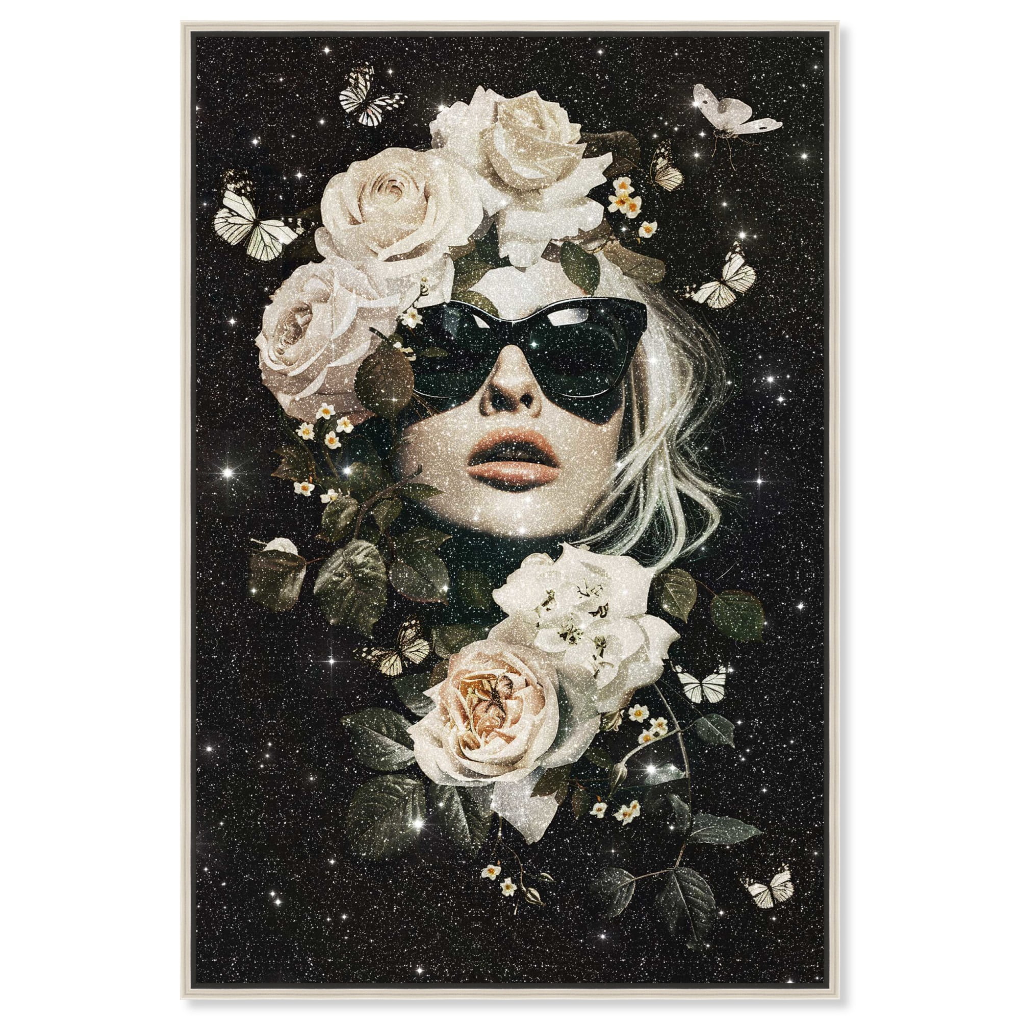 Ivory Glam In Floral And Sparkle Canvas Glam Women Art by Art Remedy ...