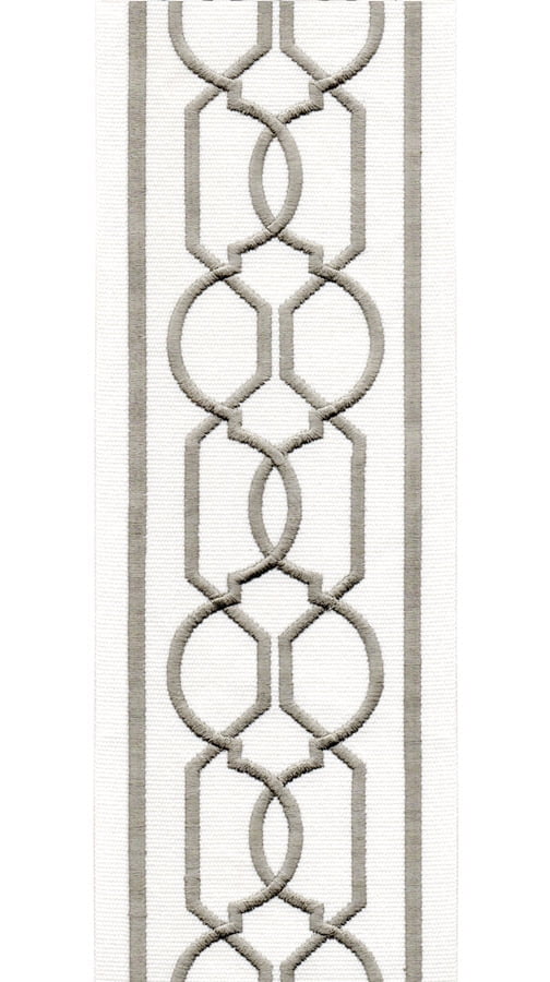 Ivory Gray 4 Inch Wide Cotton Canvas Geometric Trim Tape, Trellis ...