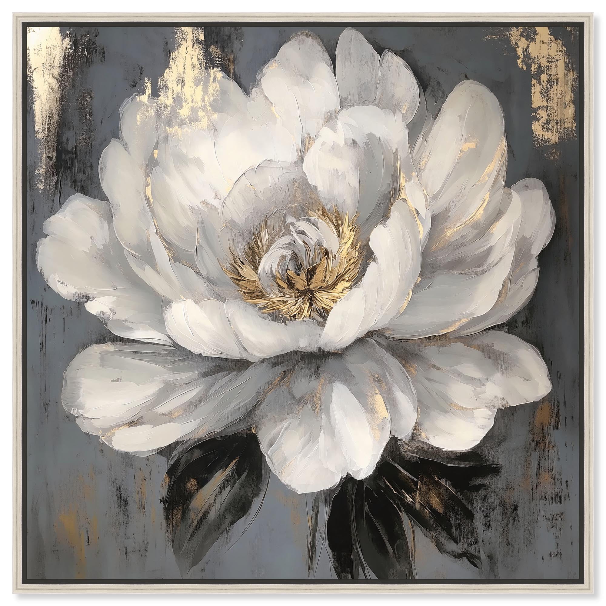 Ivory Incarnation I Canvas Luxe Flower Art by Art Remedy, Silver Frame ...